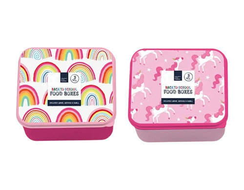 Back to School Girls Printed Food Boxes Rainbow / Unicorn 3pk | eBay UK