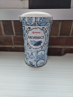 Vintage Bolletje Delft Blue Dutch Crispbakes 8 Biscuit Tin * Windmill ...