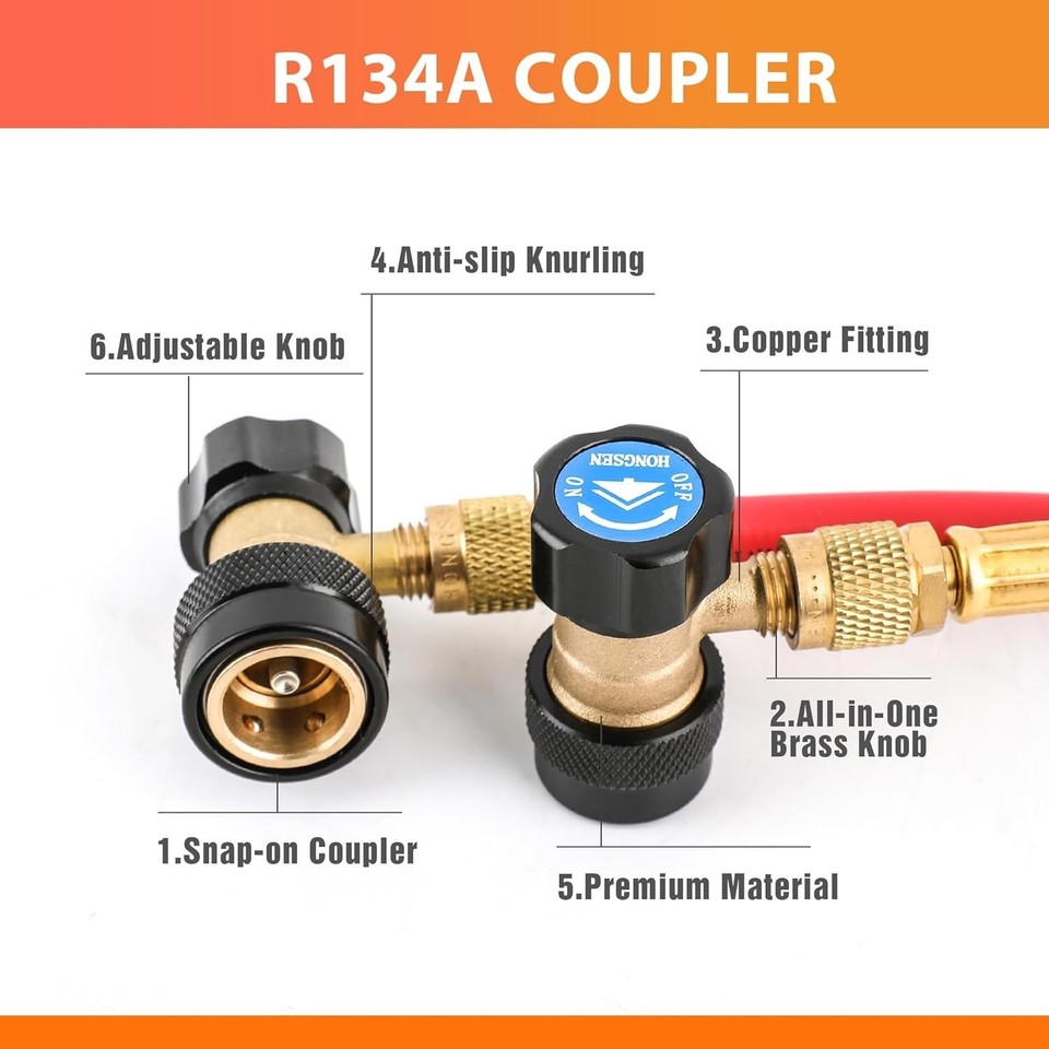 "R134a Quick Coupler Adapter Adjustable 134a Adapters Quick Connectors ...