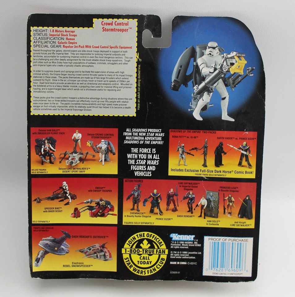 Star Wars 1996 Deluxe Crowd Control Stormtrooper Action Figure NEW MINT ...