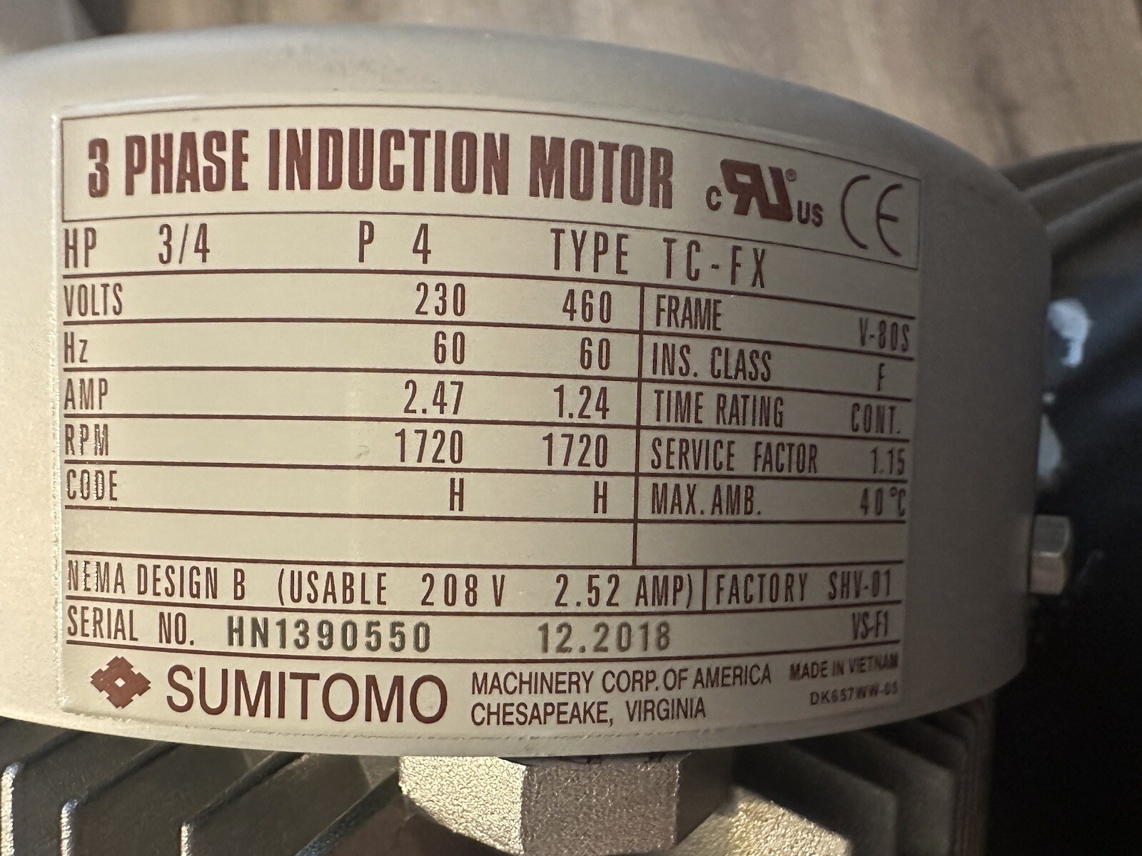 Sumitomo 3 Phase Induction Motor | eBay