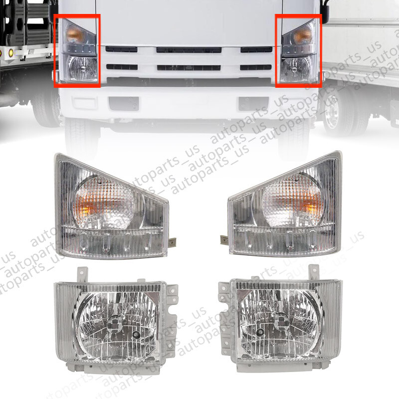 Headlight Turn Signal Lamp LH+RH For ISUZU NPR NPR-HD NQR NRR Corner ...