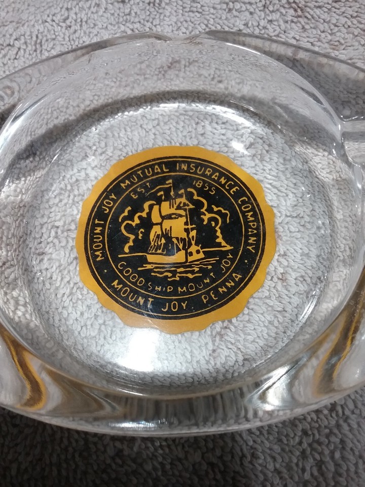 Mount Joy Mutual Insurance Co., Mount Joy PA Glass Ashtray | eBay