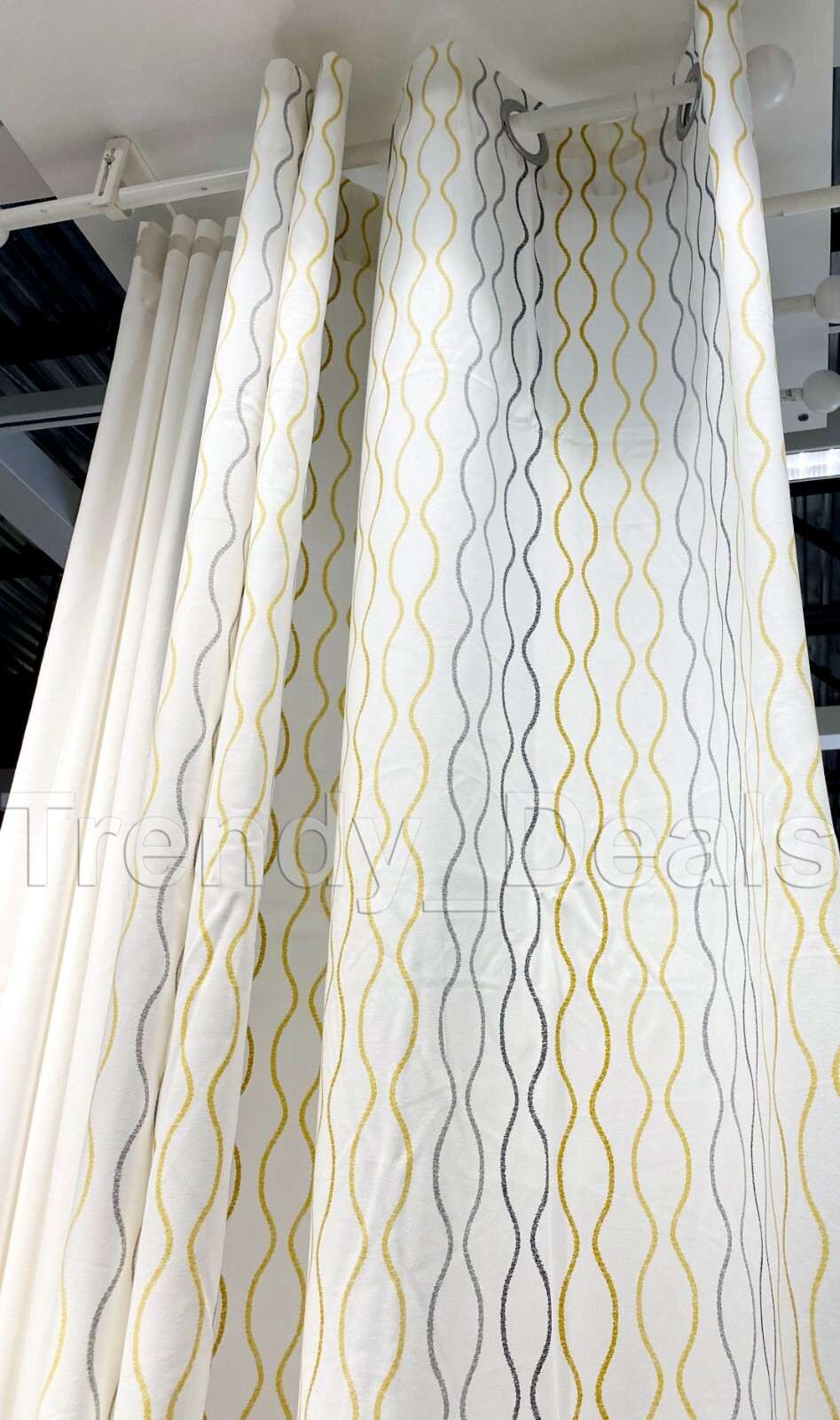 Ikea HENNY RAND Curtains 2 Panels (1 pair) 57" x 98" Geometric White ...