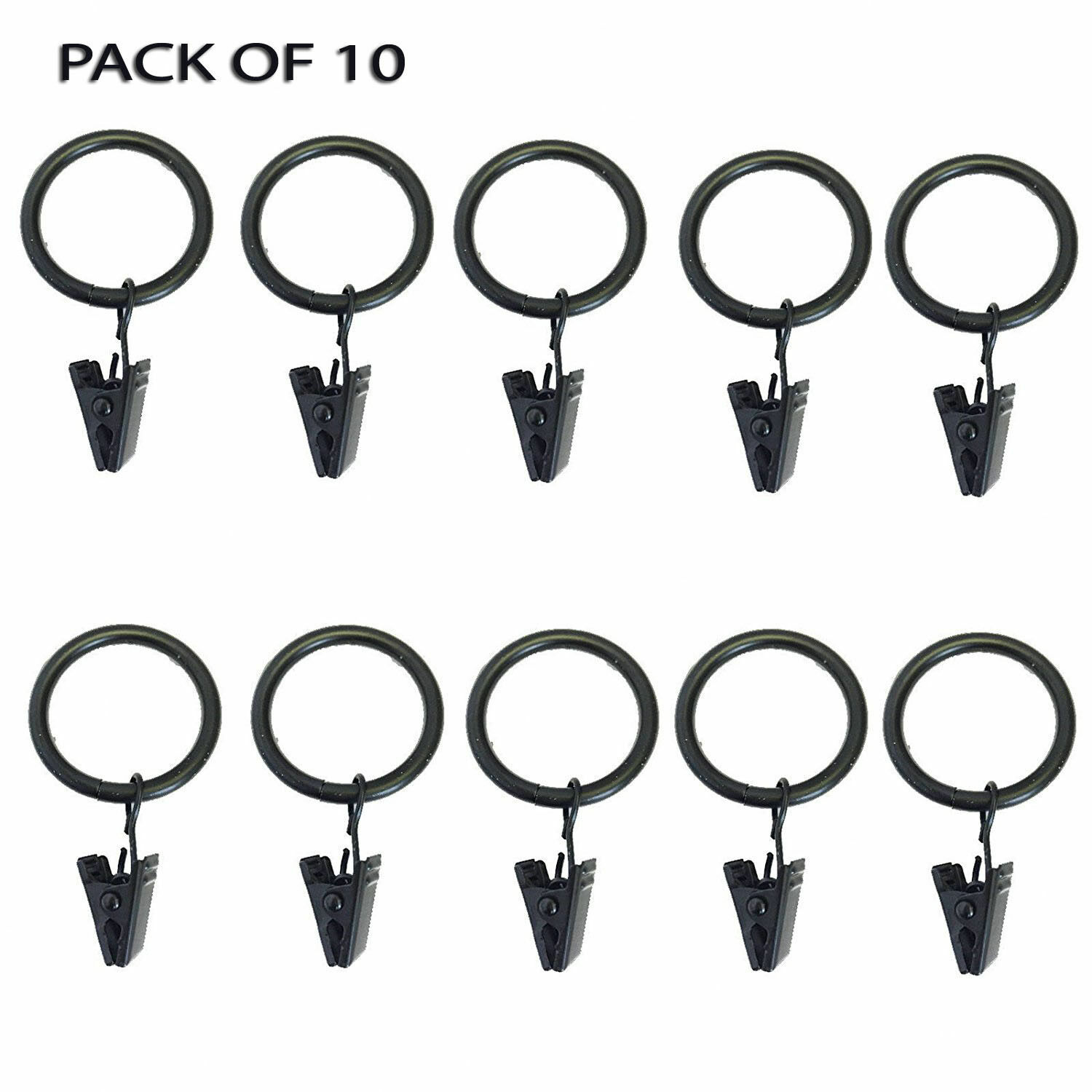 Heavy Duty Metal Curtain Rings pole Rod Voile Curtain Hooks with Clips ...