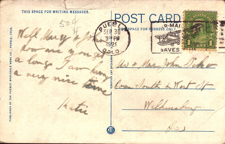 Vintage Postcard City Hall and Auditorium Pueblo Colorado 1929 Postmark ...