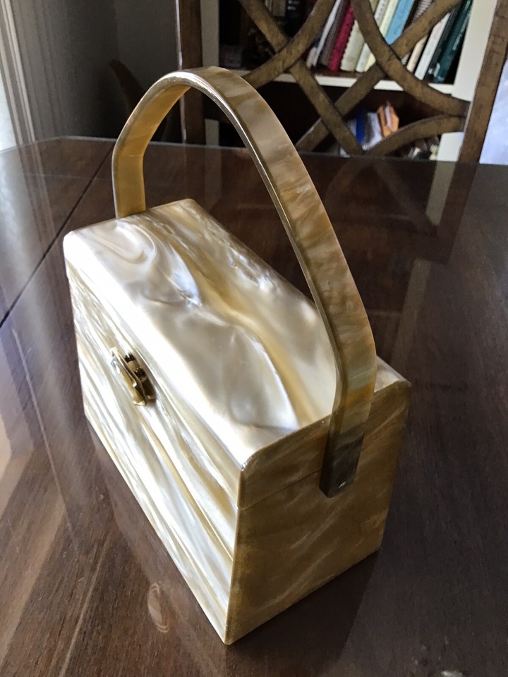 1950’s Stylecraft Miami Lucite Purse- Beautiful- Beige Tans Swirls | eBay