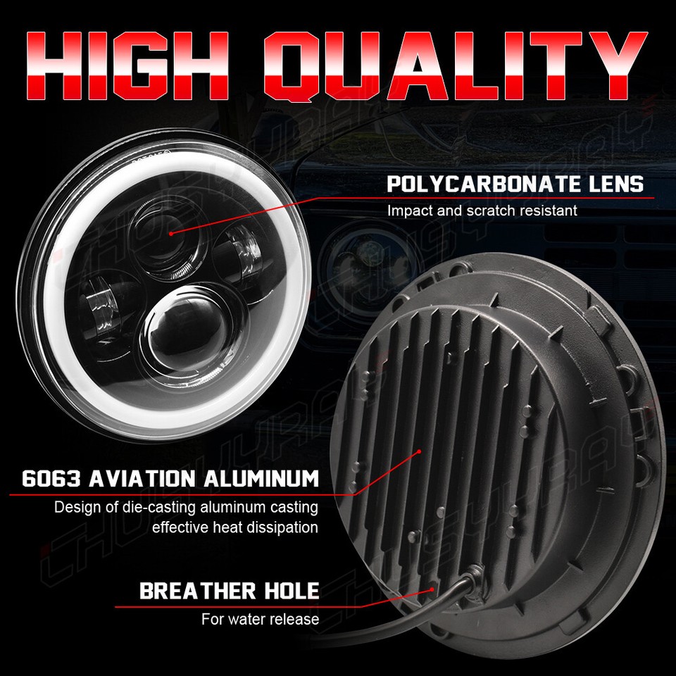 DOT 7" inch Round Led Headlight Hi/Lo Beam fit Mack Granite 2001-2007 ...