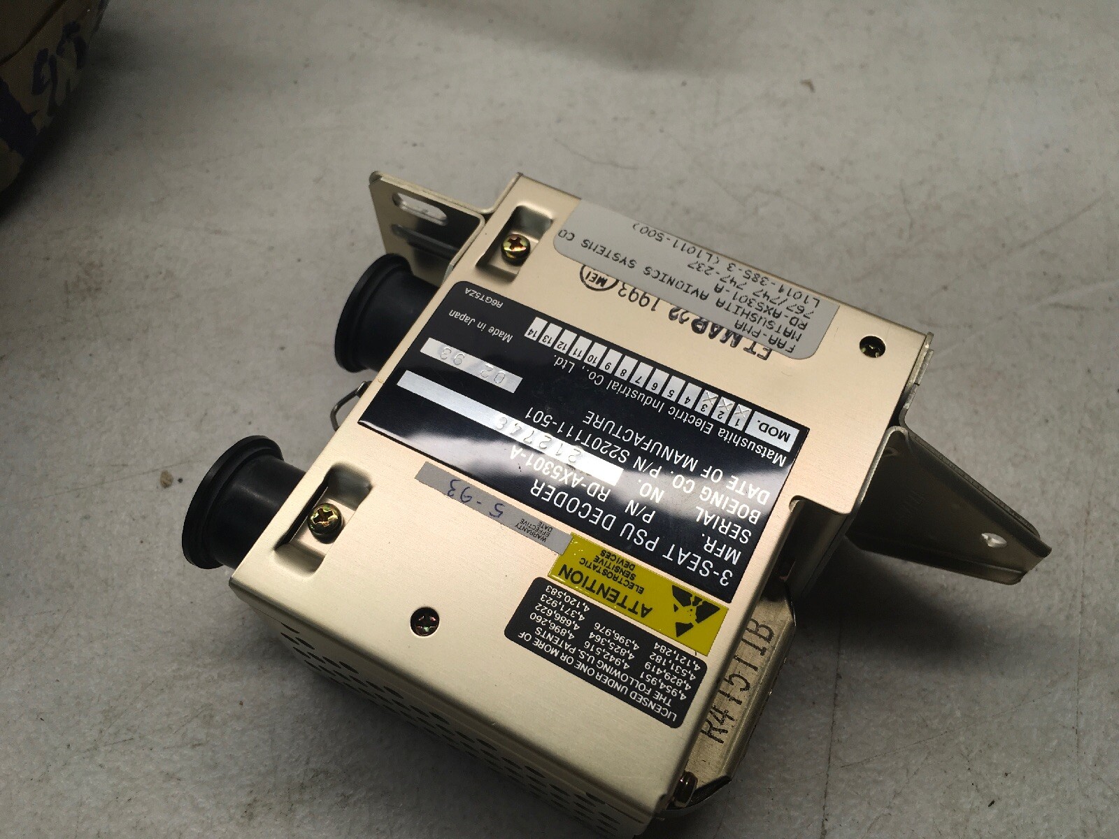 BOEING 727 737 PART INSTRUMENT AIRPLANE TURBO TAG DECODER 3 SEAT PAX ...