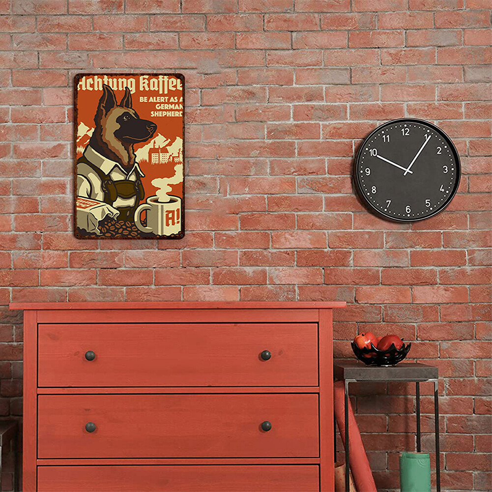 Vintage Metal Plate Dog Rectangular Iron Painting Wall Art Home Decor ...