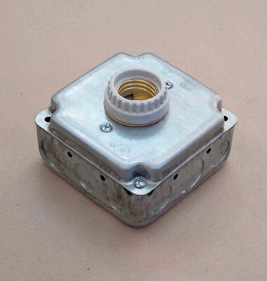 4" Square Electrical Conduit Junction Box with Lamp Holder Socket. Grid ...