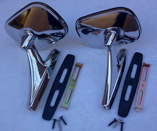 NOS Pair Chrome Rectangle Mirrors Hot Rod Muscle Car Side View Mirrors ...