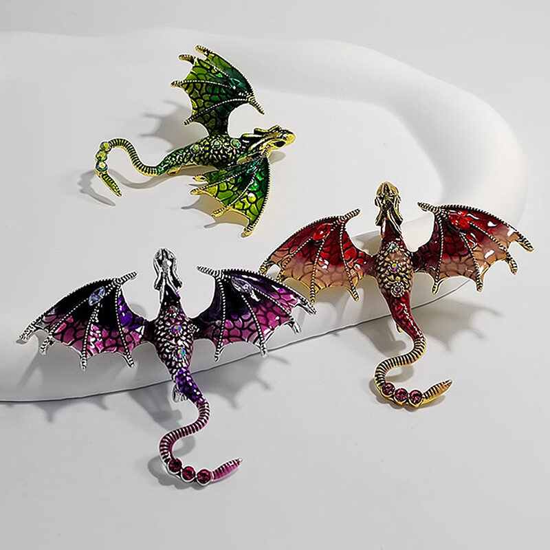 Fashion Rhinestone Enamel Flying Dragon Brooches For Women Clothing Pin Jewelry | eBay
