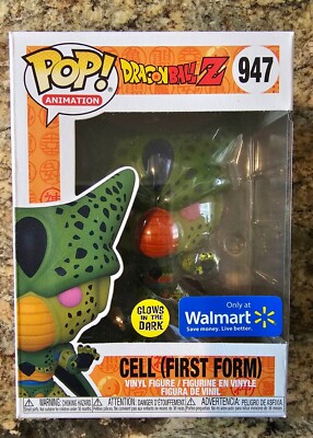 Funko Pop Dragon Ball Z CELL (FIRST FORM) #947 Walmart Exclusiv Glow in ...