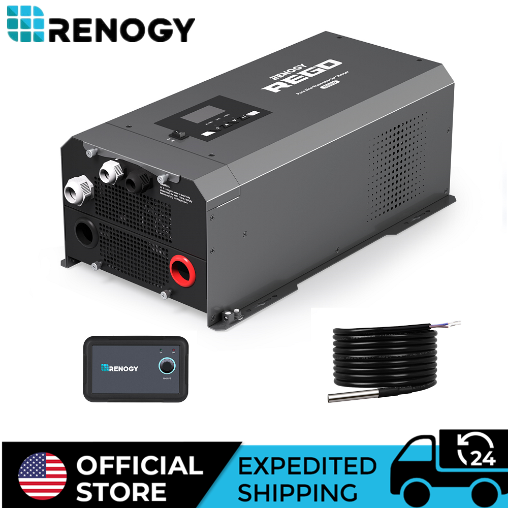 Renogy REGO 12V 3000W Pure Sine Wave Inverter Charger w/LCD Display for ...