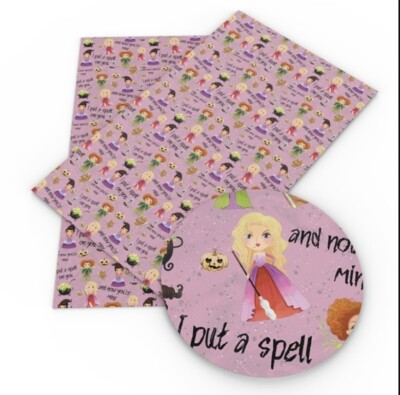 FAUX LEATHER SHEET 8" X 12" Printed 1091800 Hocus Pocus SMOOTH TEXTURE ...