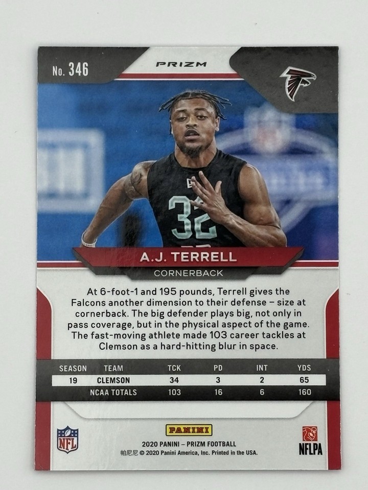 2020 Panini Prizm AJ Terrell Rookie RC Red White Blue Atlanta Falcons ...