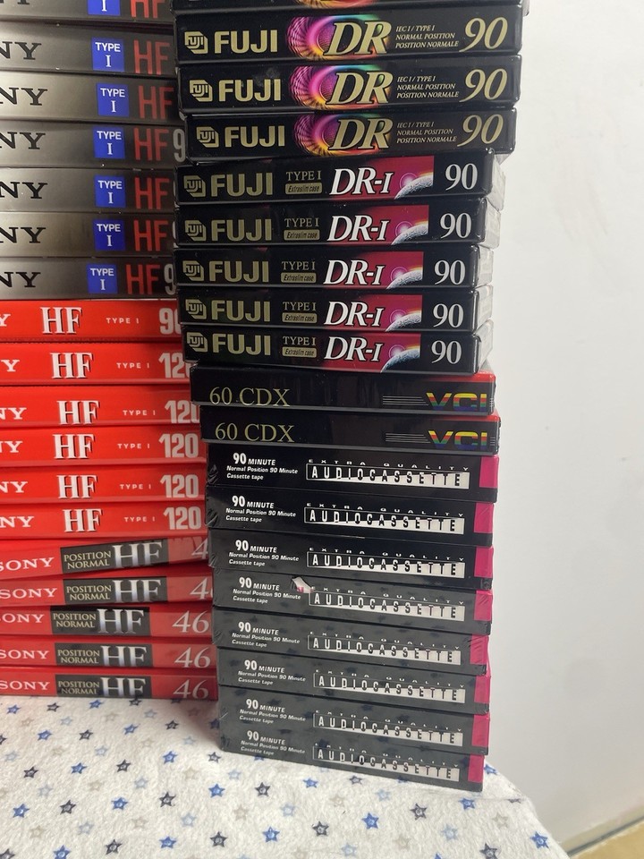 *100*BLANK CASSETTE TAPE LOT Sony TDK Memorex Maxell Fuji Goldstar 100 ...
