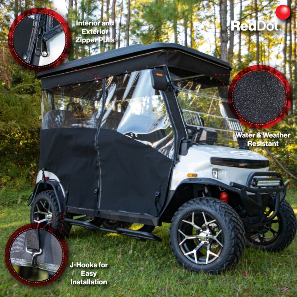 RED DOT Track-Style Golf Cart Enclosure for Denago Rover XL 4-Pass 2024 ...