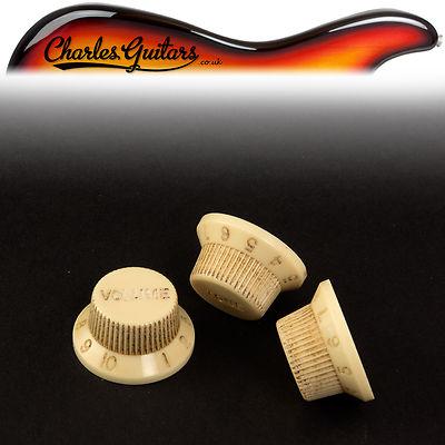 VINTAGE RELIC SET OF 57/62 DIRTY BLONDE AGED RELIC STRAT STYLE KNOBS ...