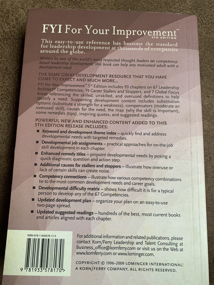 FYI for Your Improvement : A Guide for Development and Coaching for ...