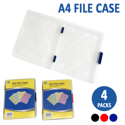 4x A4 File Case Paper Document Storage Office Plastic Folders Box ...
