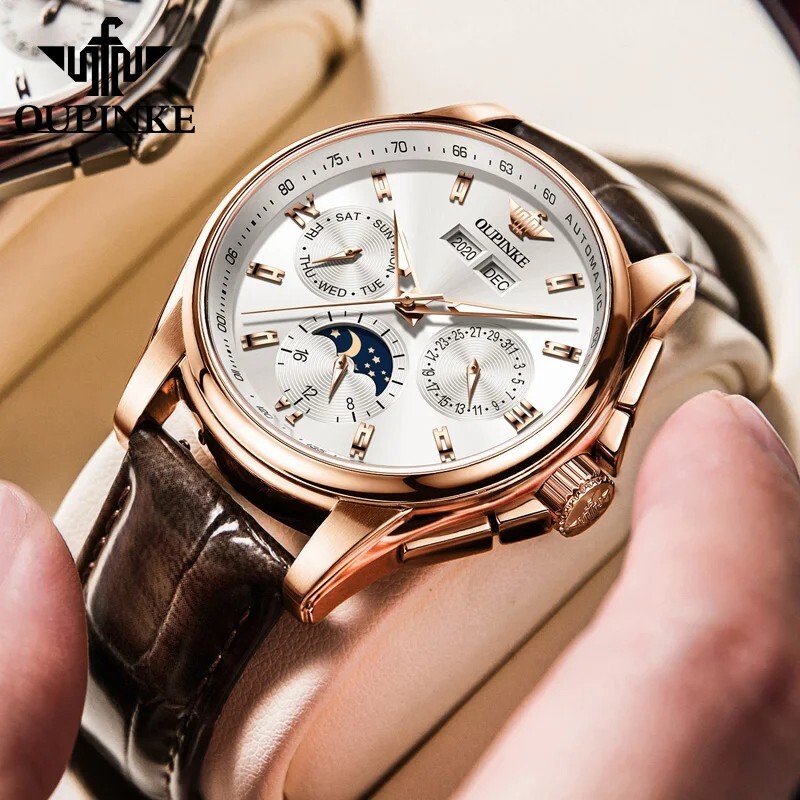 Automatic Mechanical Waterproof Watch Moon Phase Luxury Dial Men's Men ...