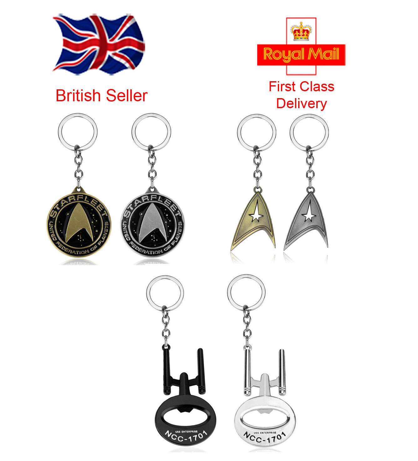 Star Trek Keyring Starfleet Command Enterprise Various colours and ...