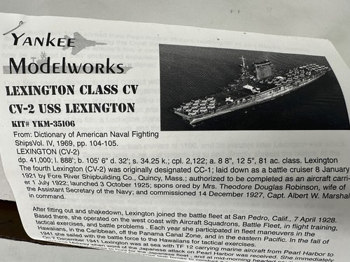 Yankee Model Works 1:350 (Modelworks) USS CV-2 Lexington Class Resin ...