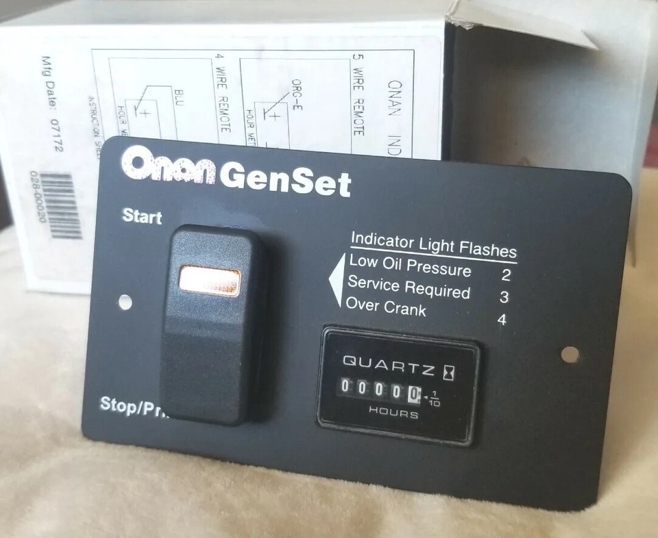 ONAN ANALOG HOUR METER & REMOTE START SWITCH PANEL GAS LP PROPANE ...