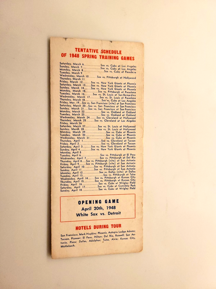 1948 Chicago White Sox Spring Training Roster w/ Luke Appling HOF - as ...