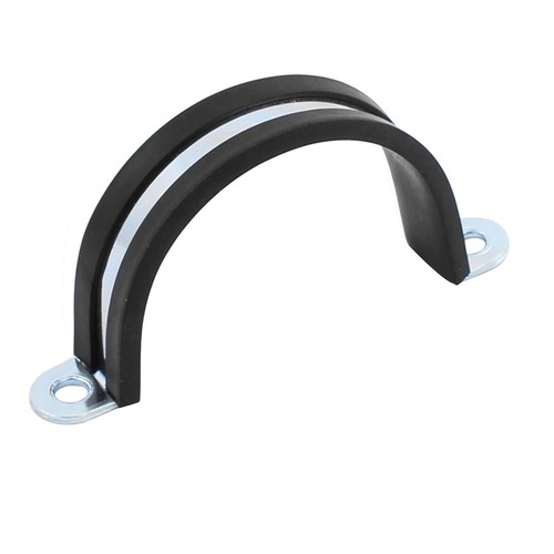 50mm Dia EPDM Rubber Lined U Shaped Zinc Plated Pipe Clips Hose Tube ...