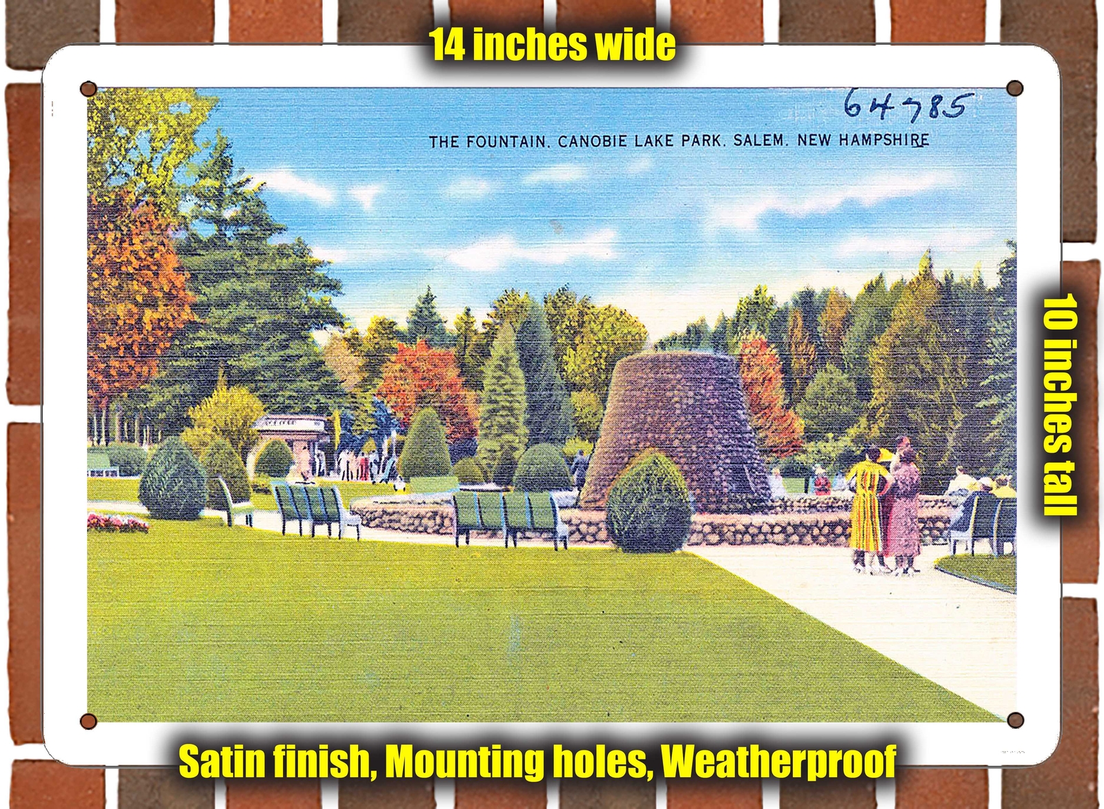 Metal Sign - New Hampshire Postcard - The Fountain, Canobie Lake Park ...