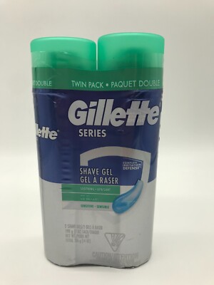 Gillette Shave Gel Twin Pack. Soothing with Aloe Vera. Sensitive. | eBay