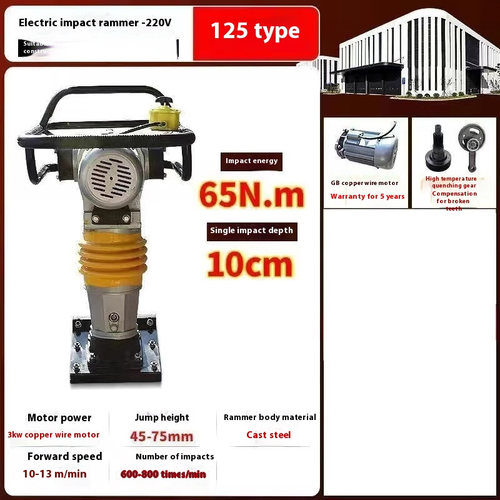 220V Electric Rammer Gasoline Tamper Foundation Compacting Road Impact ...