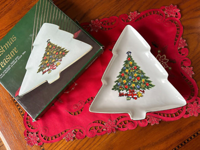 CHRISTMAS Treasure Jamestown China Japan Holiday Tree Cookie Plate Dish ...