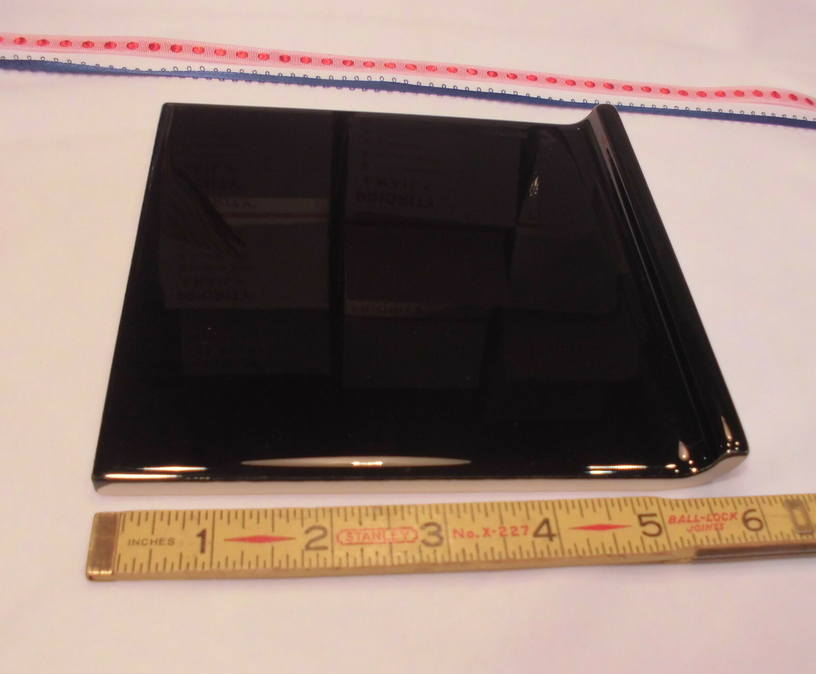 1 pc. Glossy Black: Flat Top; base/cove Ceramic Tile: 6" X 6" NEW STOCK ...