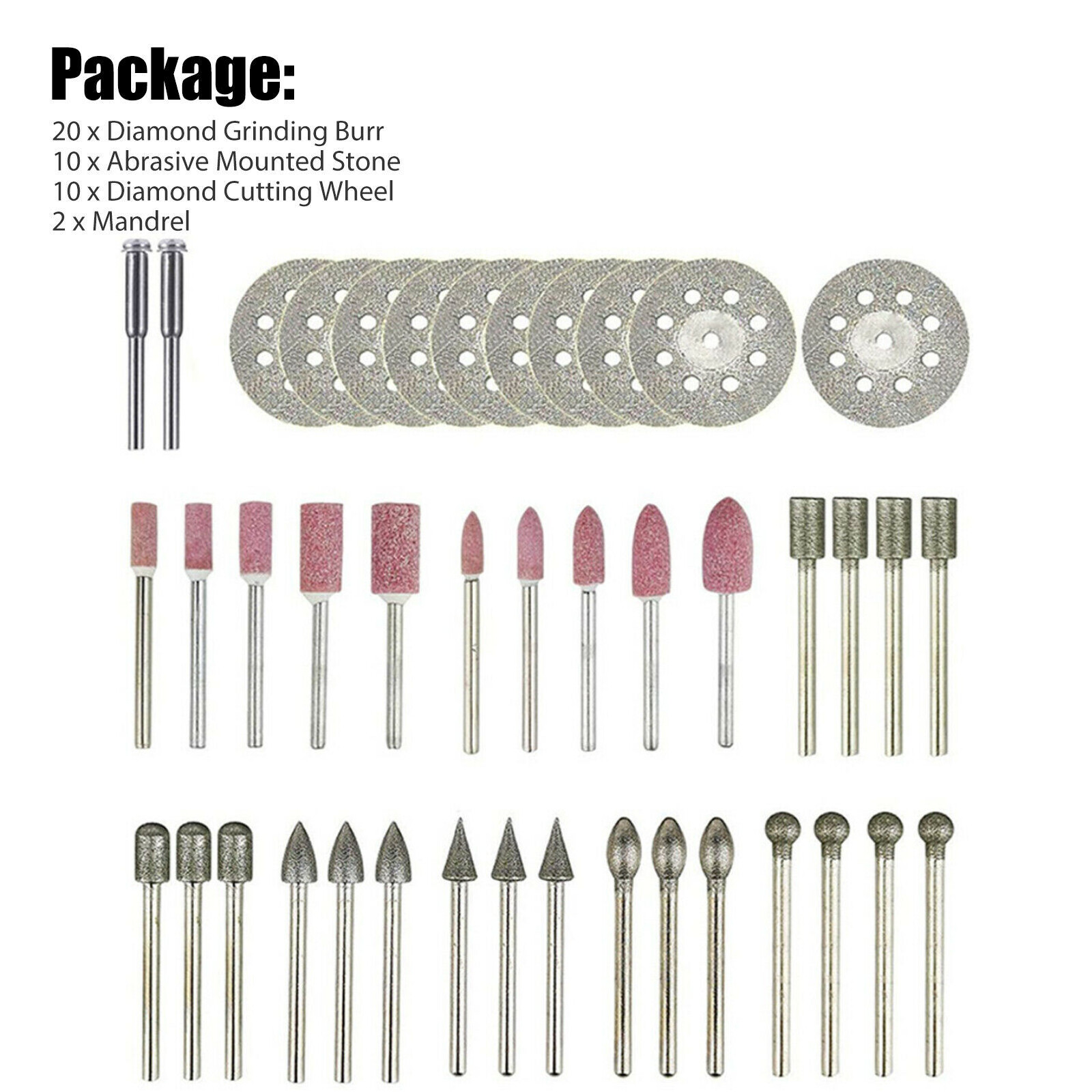 42Pcs Diamond Grinding Cutting Carving Bit Set For Dremel Rotary Tool ...