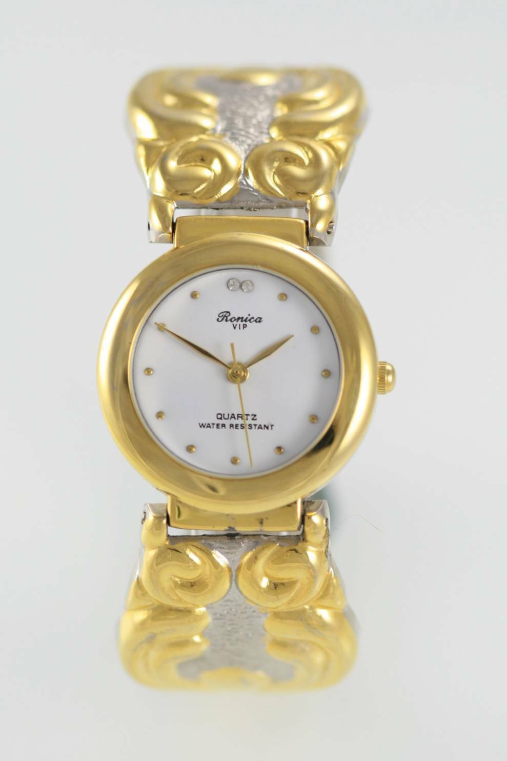 Ronica Vip Women's Gold Stainless Steel Water Resistant Easy Read ...