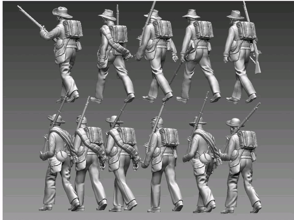 54mm Wargaming ACW Soldiers Confederate 3d Printed Models | eBay