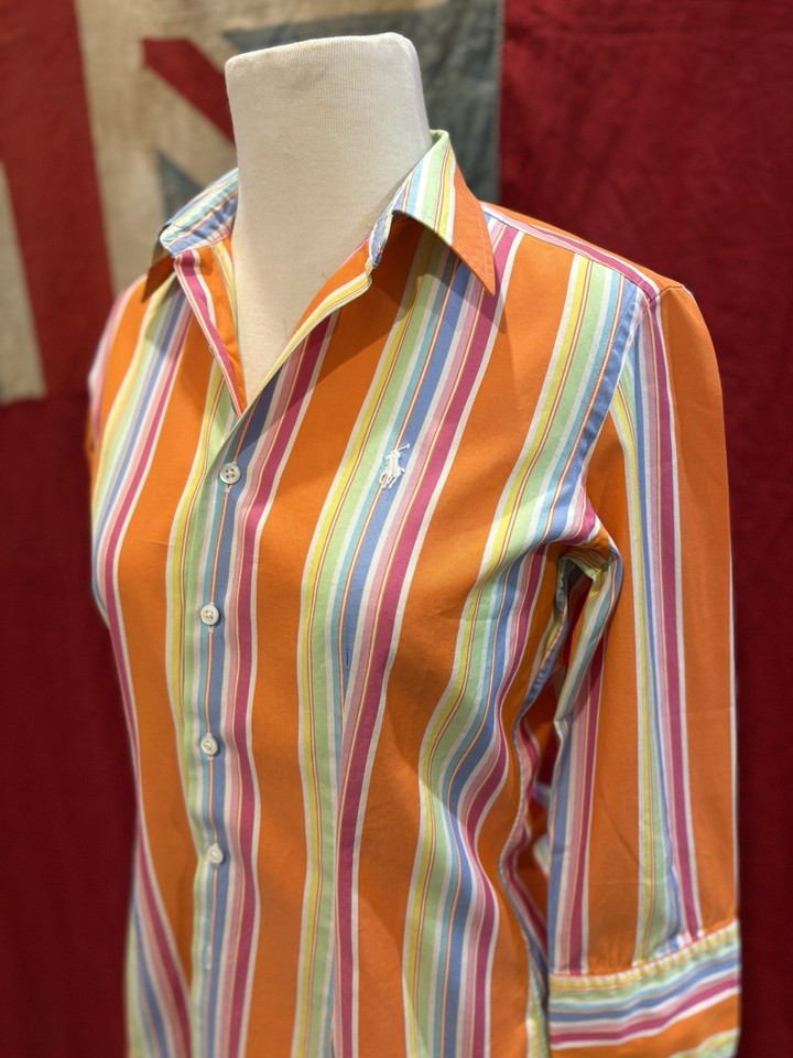 Ralph Lauren Women’s 100% Cotton Orange Striped Shirt Size 4 | eBay