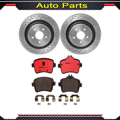 Rear Brake Rotors & Ceramic Brake Pads For 14-18 Mercedes-Benz CLA45 ...