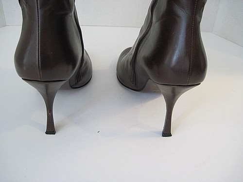 MICHEL PERRY (ITALY) Gorgeous Brown Leather Ankle Boots Size Zip Size ...