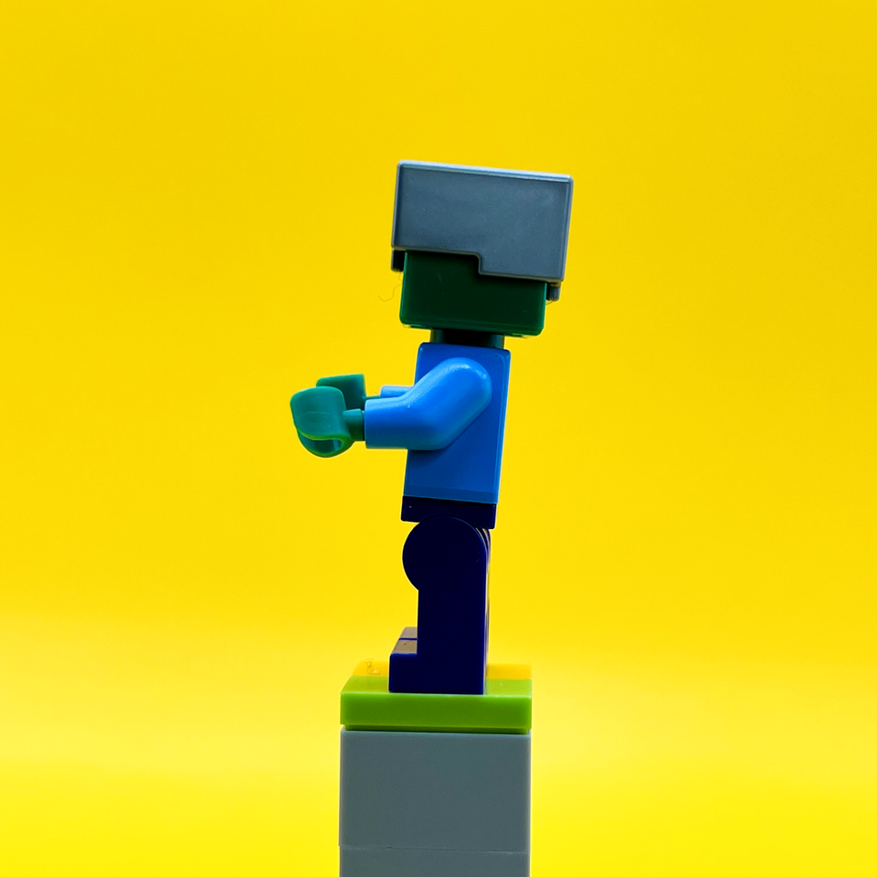 LEGO Minecraft Minifigure Zombie - Dark Purple Legs, Flat Silver Helmet ...