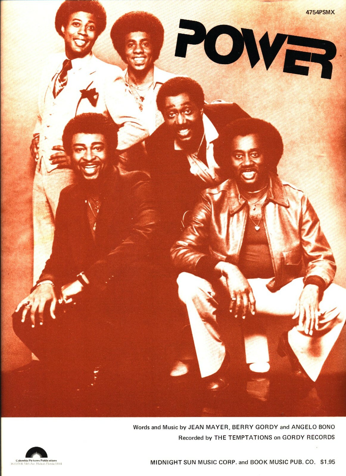 THE TEMPTATIONS POWER SHEET MUSIC PIANO/VOCAL/GUITAR/CHORDS 1980 RARE ...