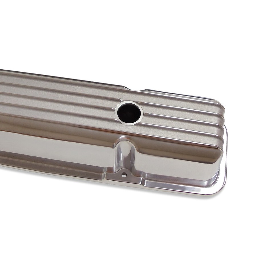 Tall Finned Valve Covers Polished Aluminum For Chevy SBC 327 350 400 ...