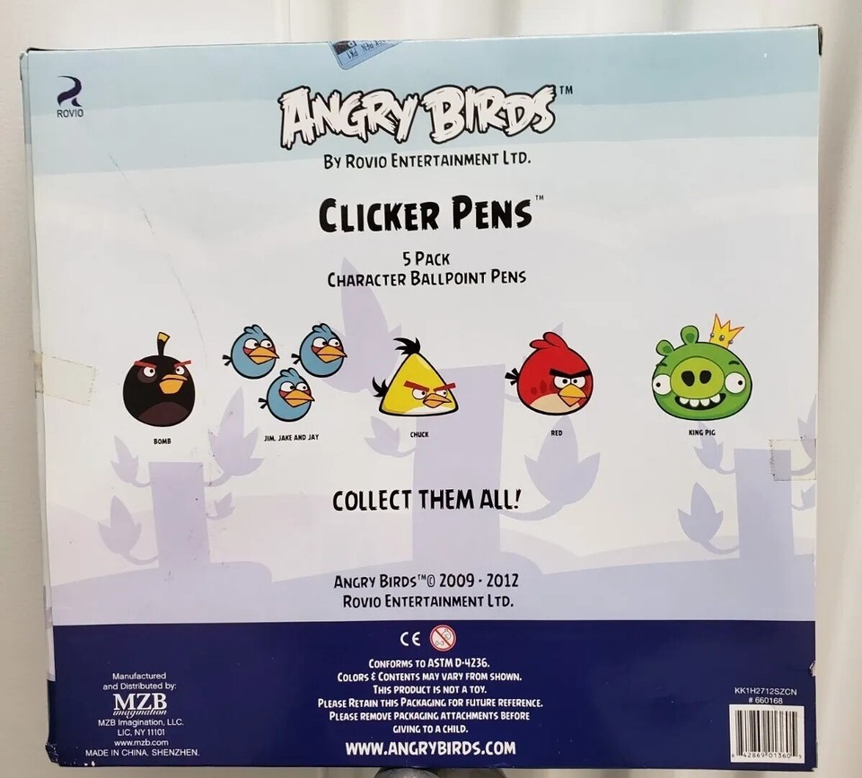 Angry Birds Rovio 5 Pack Clicker Pens Collector’s Edition | eBay
