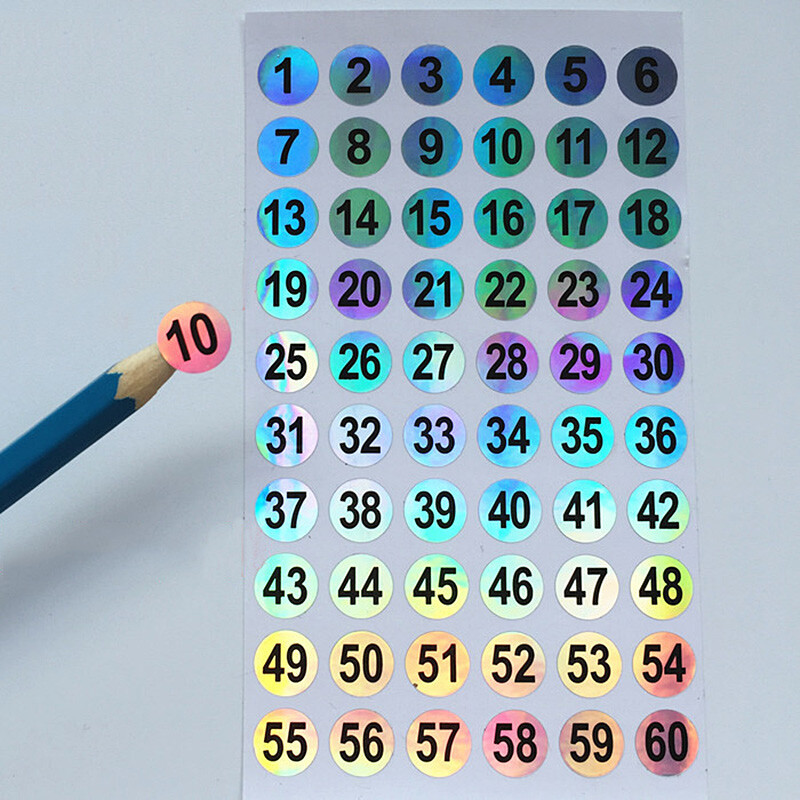 Round Number Sticker 1-300 Laser Label Waterproof Adhesive Paper Marks ...