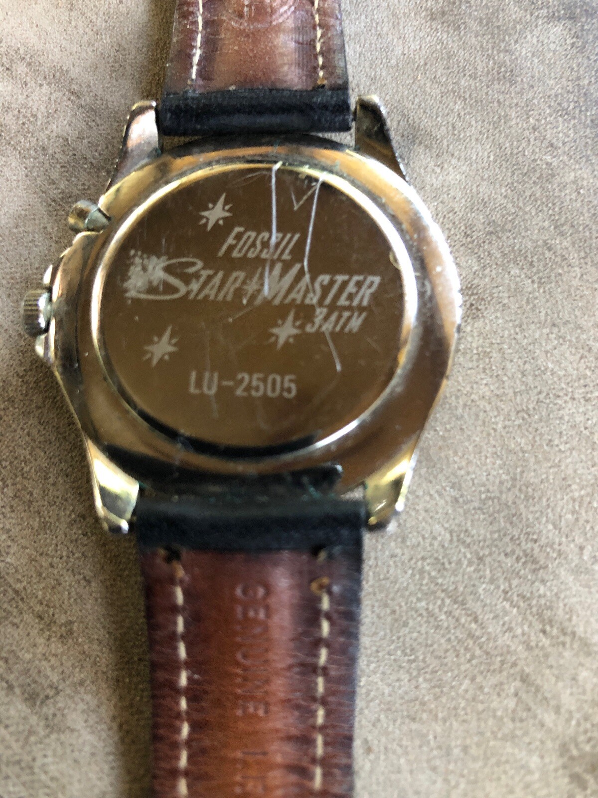 Men’s Fossil Blue Starmaster Quartz 59M Wrist Watch LU2505 Leather New ...