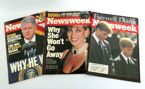 Lot of 3 Collector VTG 1995, 1997, 1999 Newsweek Magazines Princess Di ...